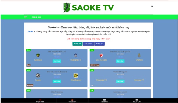 Saoke TV - Trang web trực tiếp full HD không mất phí