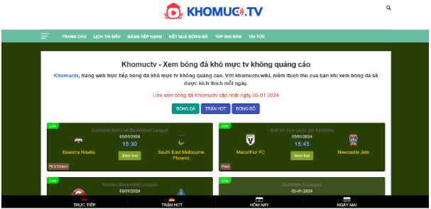 Hướng dẫn xem bóng đá Khomuc TV - Nền tảng trực tiếp hàng đầu Việt Nam